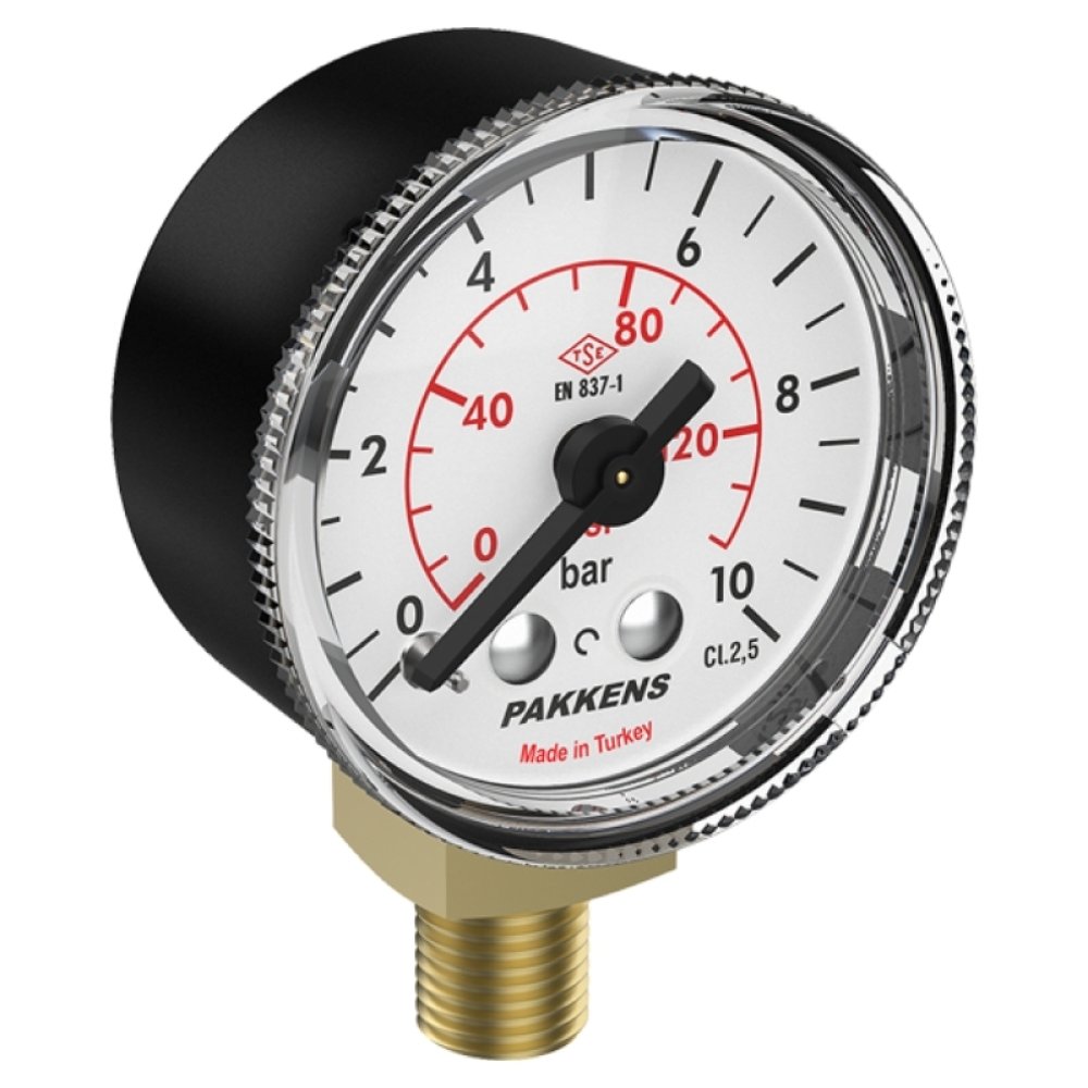 PAKKENS MG 040 - Ø40 Bottom Connection Dry Pressure Gauges
